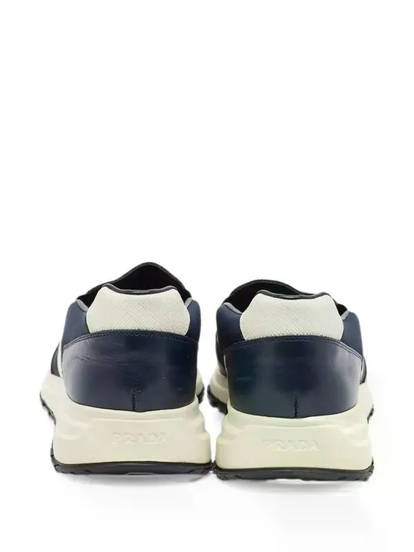Prada Navy Leather Round Toe Slip-on Sneakers