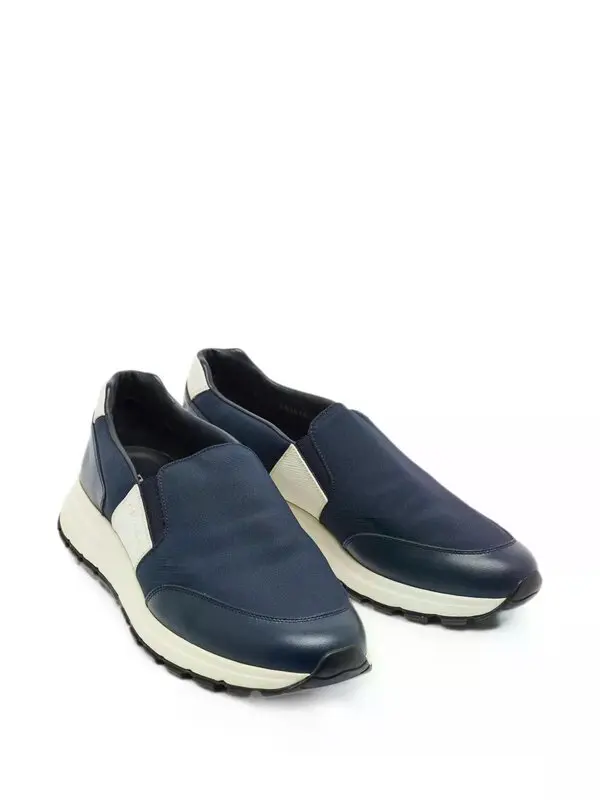 Prada Navy Leather Round Toe Slip-on Sneakers