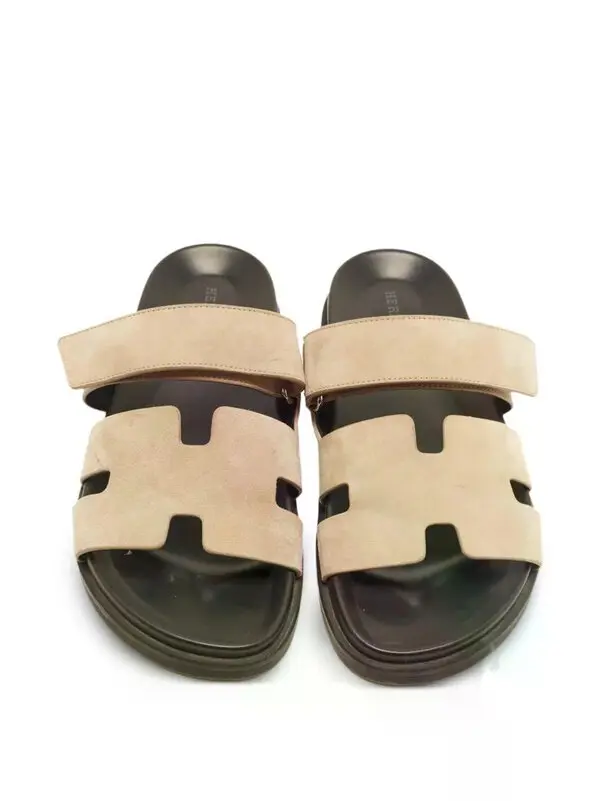 Hermès Chypre Suede H Strap Sandals - Neutrals