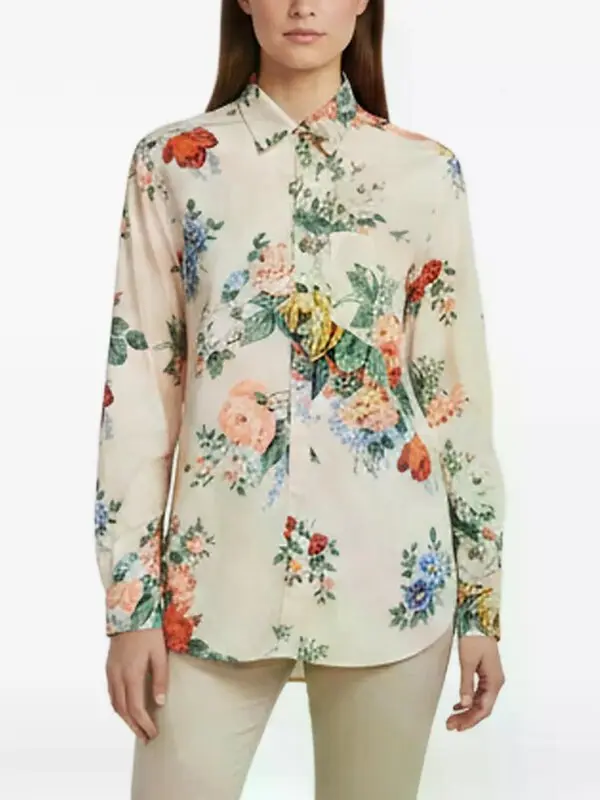 Sportmax Floral Print Cotton Poplin Shirt