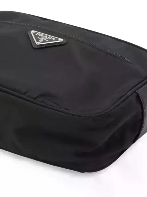 Prada Saffiano Trimmed Tessuto Camera Bag - Black