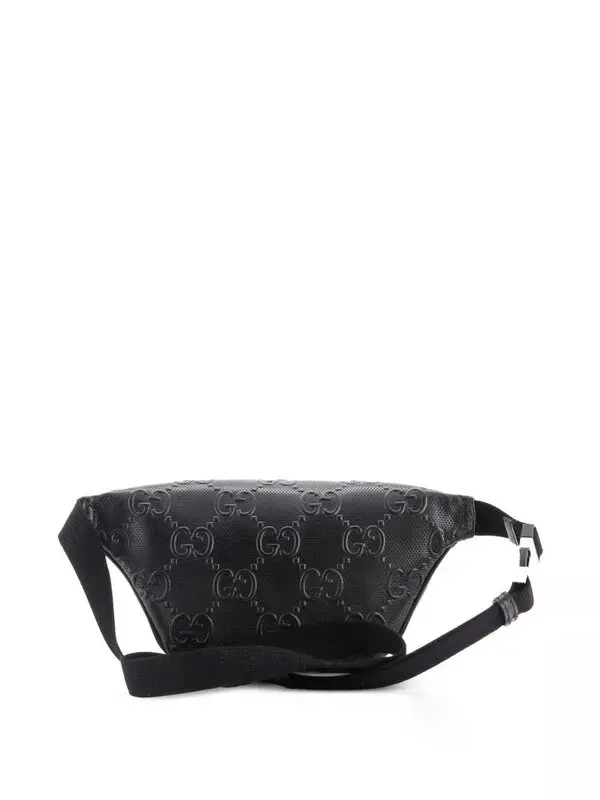 Gucci Gg Embossed Perforated Leather Small Belt Bag - Black