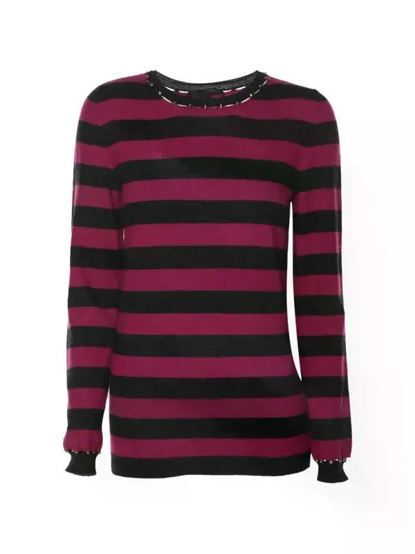 LOUIS VUITTON Striped Crew Neck Long Sleeve Sweater