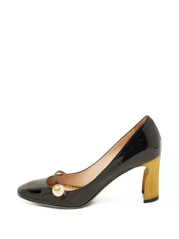 Gucci Pearl-embellished Patent Leather Pumps