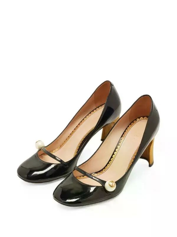 Gucci Pearl-embellished Patent Leather Pumps