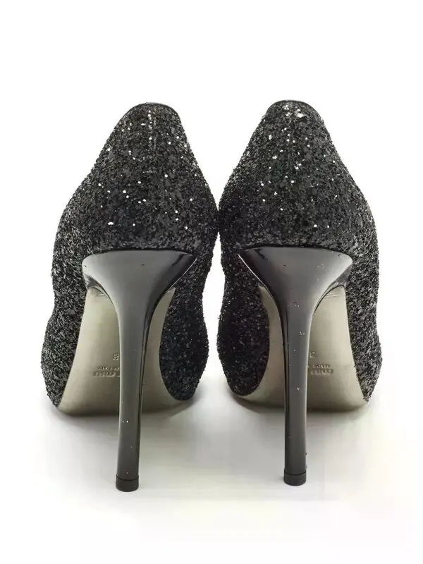 Miu Miu Glitter Round-toe Pumps - Black