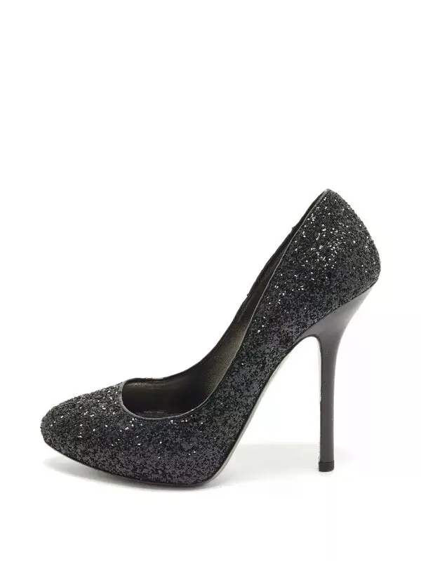 Miu Miu Glitter Round-toe Pumps - Black