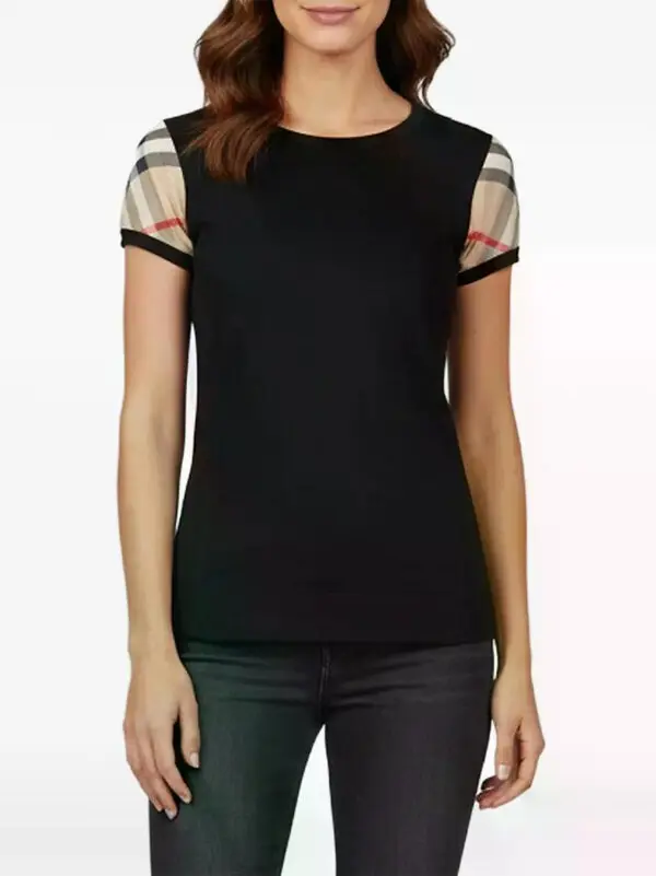 Burberry Check-panel T-shirt - Black