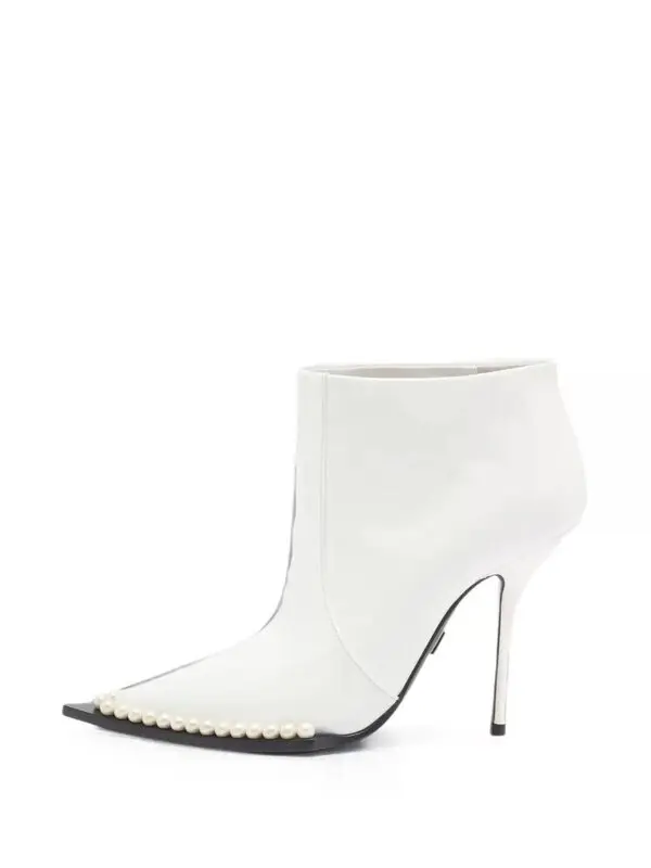 Dolce & Gabbana Patent Leather Faux-pearl Embellished Stiletto Ankle Boots