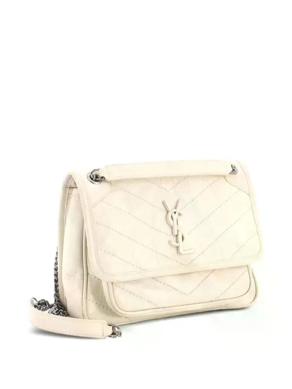 Saint Laurent Niki Chain Flap Bag Matelasse Chevron Leather Baby Shoulder Bag - Neutrals