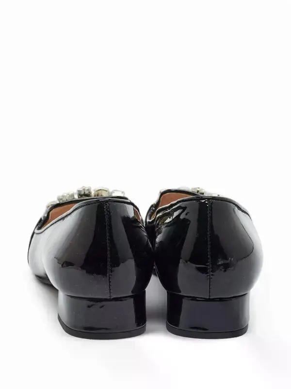Miu Miu Patent Leather Crystal Embellished Loafers