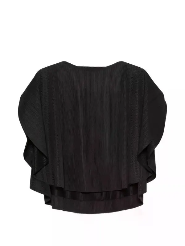Issey Miyake Pleated Cape-sleeve T-shirt - Black