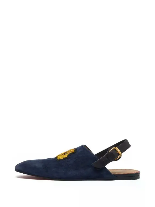 CHRISTIAN LOUBOUTIN Embroidered Slingback Mules - Blue