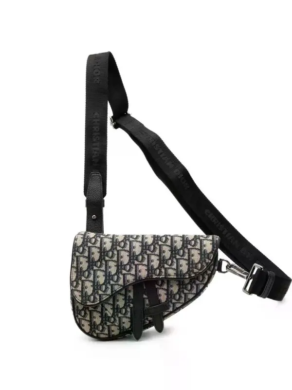 Dior 2020 Mini Oblique Canvas Saddle Belt Bag Satchel - Blue