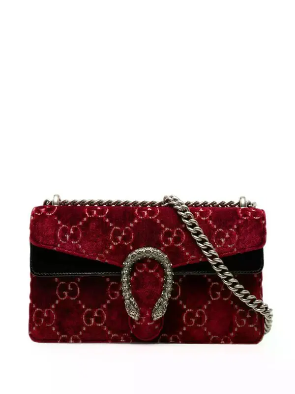 Gucci Gg Velvet Dionysus Crossbody Bag - Red