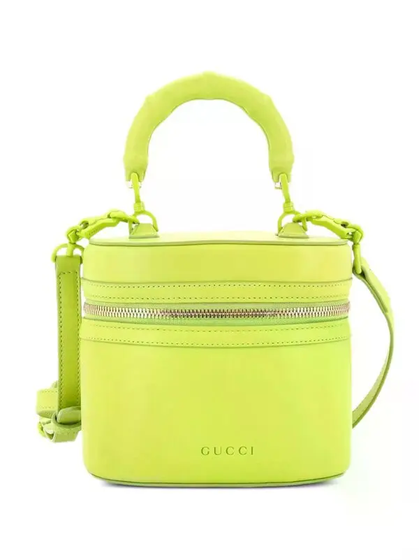 Gucci Bamboo Top Handle Leather Mini Shoulder Bag - Green