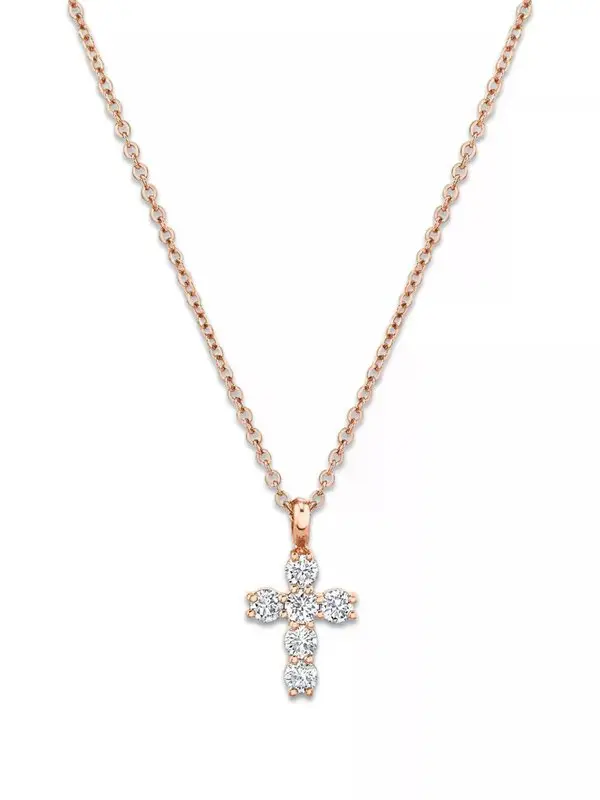 ANITA KO Diamond Cross Necklace In Rose Gold - Pink