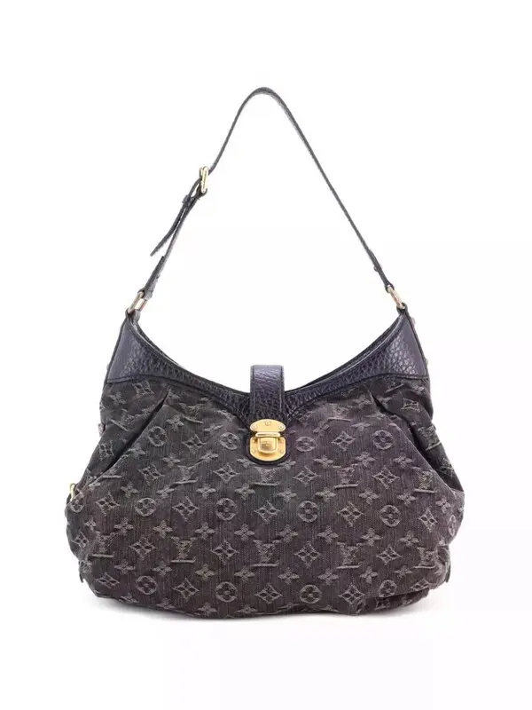 LOUIS VUITTON Monogram Denim Hobo Bag - Black
