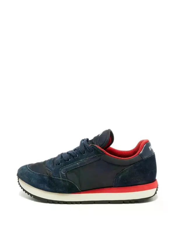 Prada Suede-panel Lace-up Low-top Sneakers - Blue
