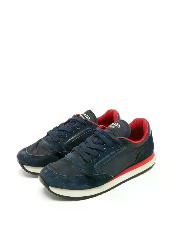Prada Paneled Lace-up Low-top Sneakers - Blue