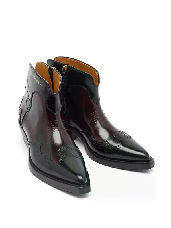 Dior Burgundy Leather Western Ankle Boots