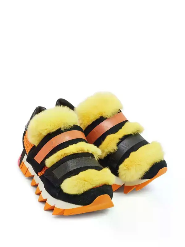 Dolce & Gabbana Patchwork Fur Trimmed Sneakers