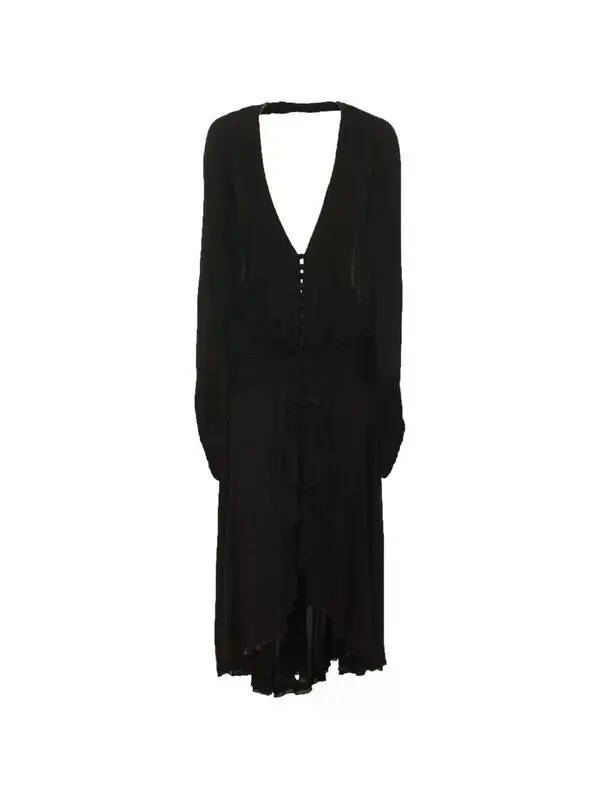 Roberto Cavalli Draped Jersey Midi Dress - Black