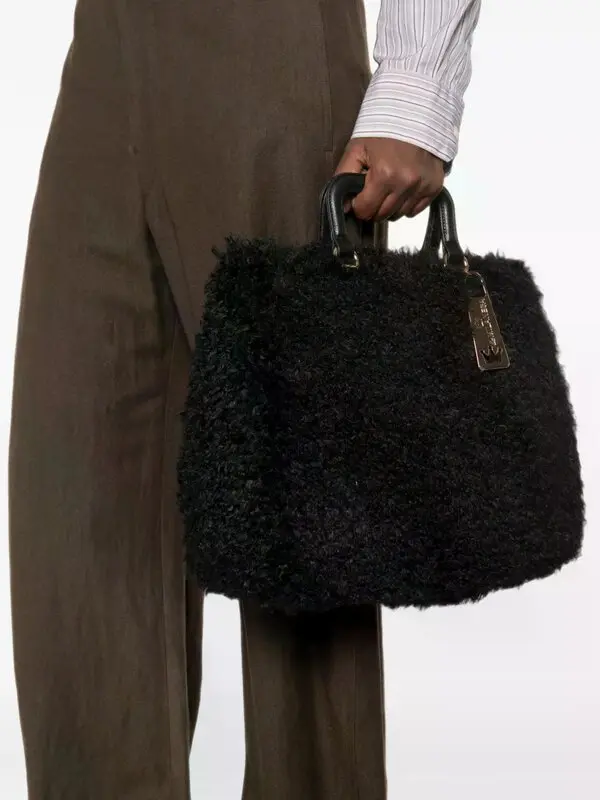 LA MILANESA Faux-fur Clutch Bag - Black