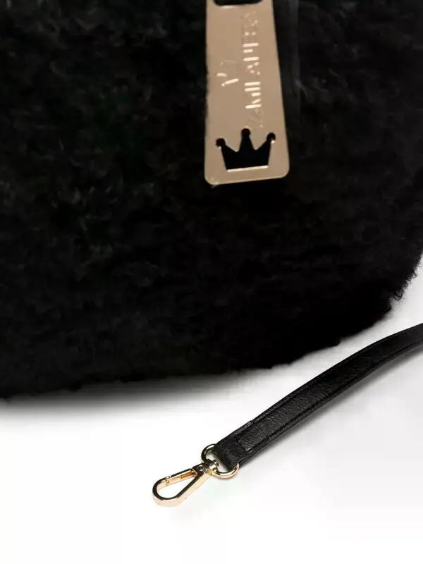 LA MILANESA Faux-fur Clutch Bag - Black