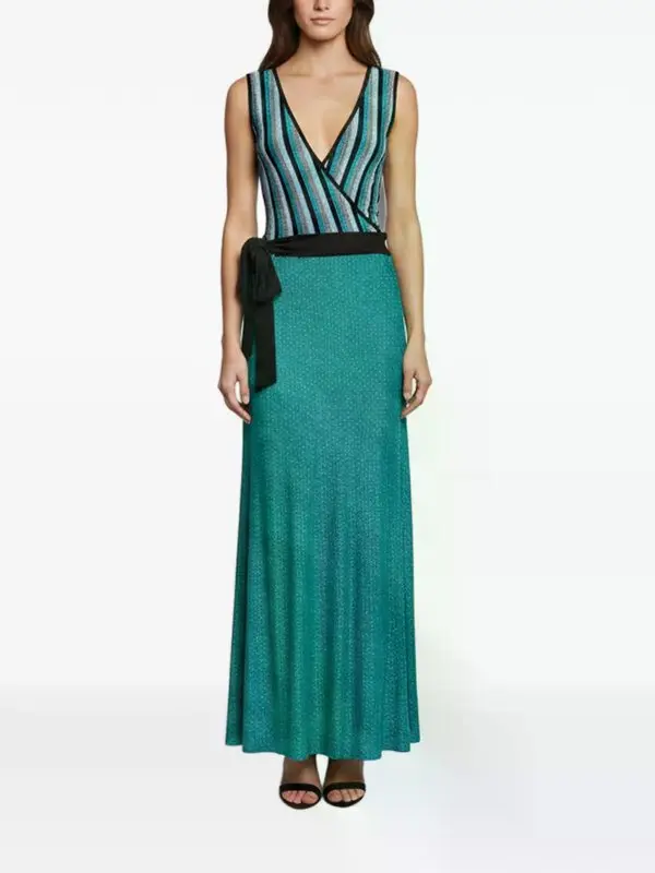 Just Cavalli Striped Surplice Maxi Dress