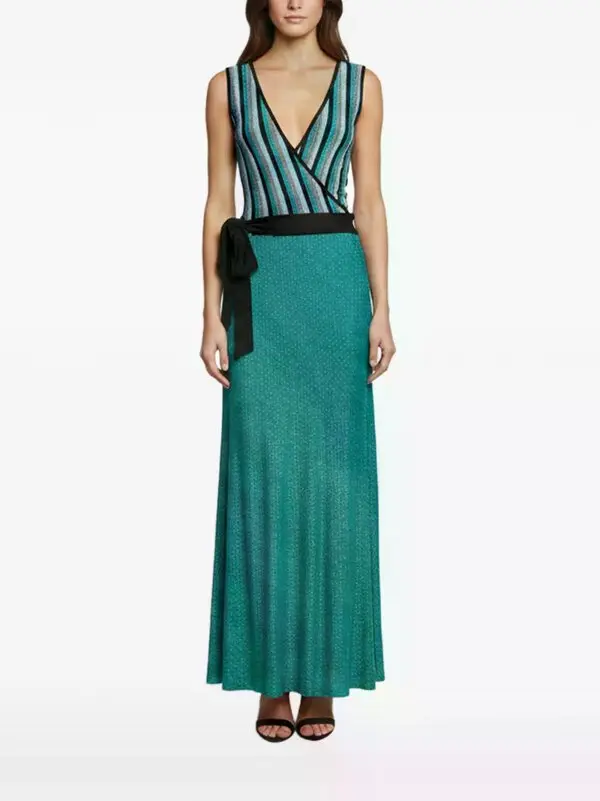 Just Cavalli Striped Surplice Maxi Dress - Blue