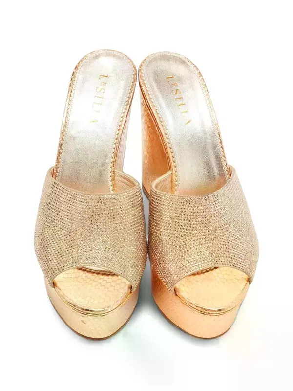 LE SILLA Crystal Python-embossed Wedge Sandals