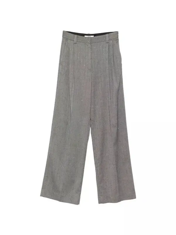 Maje Tailored Herringbone Trousers With Strass Embellishment