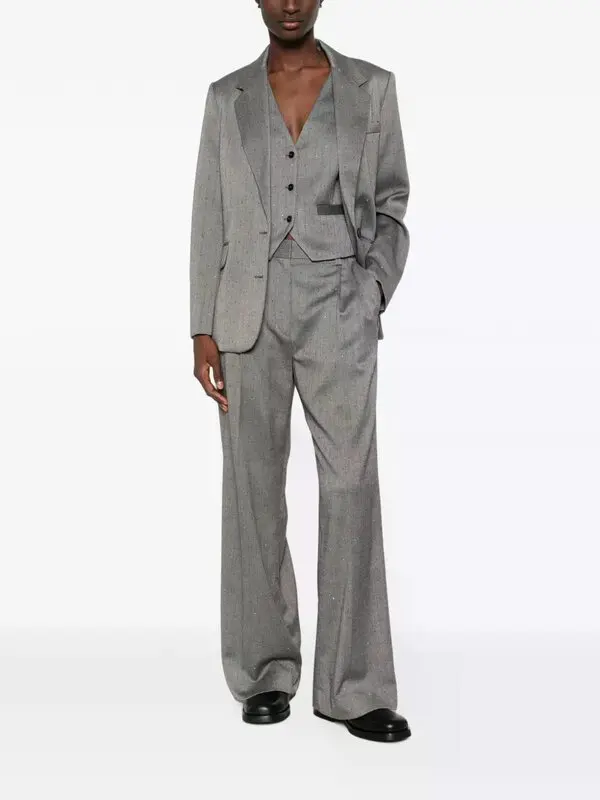 Maje Tailored Herringbone Trousers With Strass Embellishment