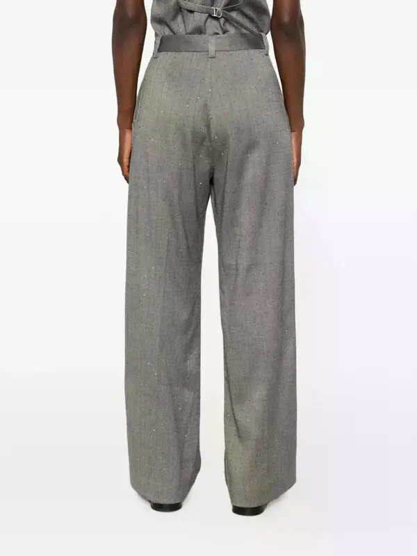 Maje Tailored Herringbone Trousers With Strass Embellishment