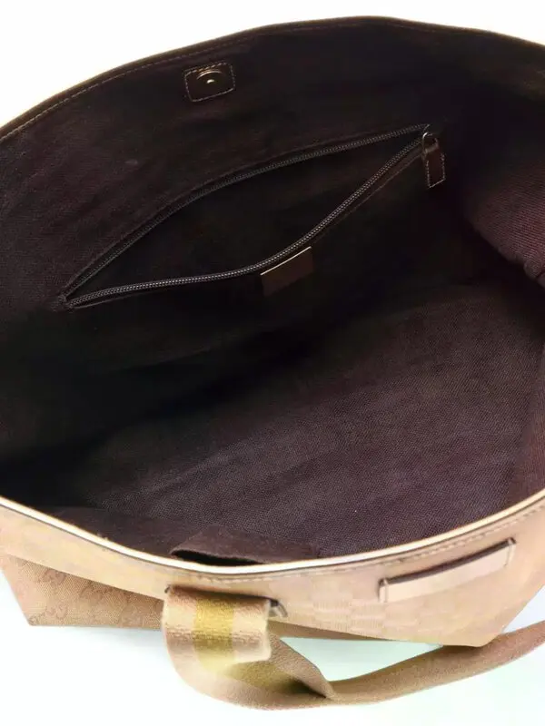 Gucci Gg Canvas Web Tote Bag - Gold
