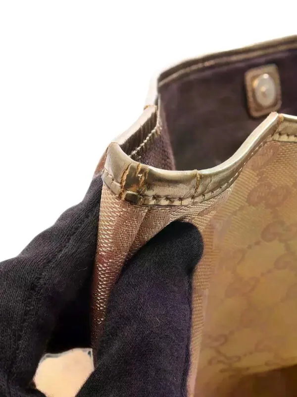 Gucci Gg Canvas Web Tote Bag - Gold