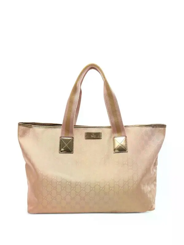 Gucci Gg Canvas Web Tote Bag - Gold