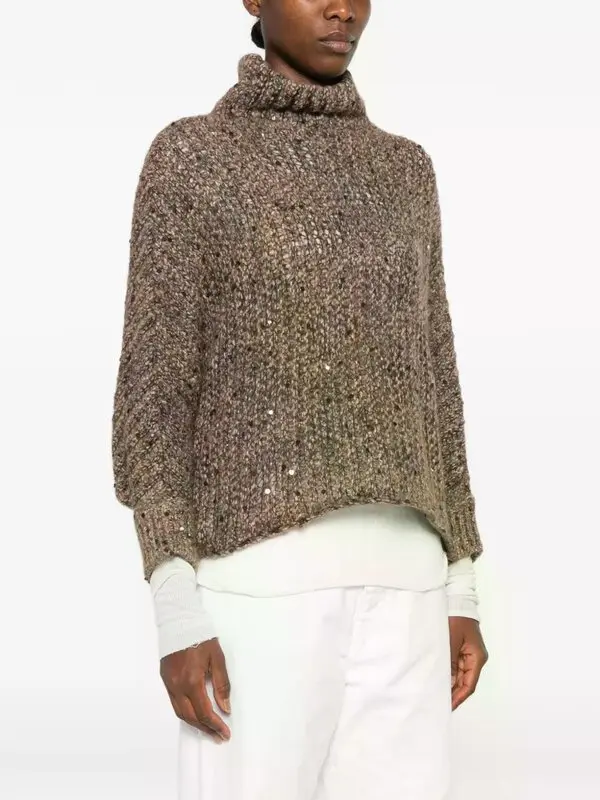 PANICALE Sequin-embellished Roll Neck Sweater
