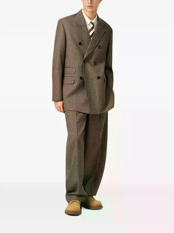 AMI Paris Double-breasted Houndstooth Wool Blazer
