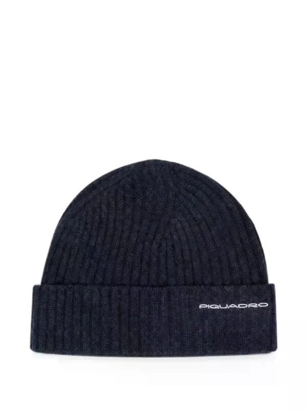 PIQUADRO Ribbed-knit Turn-up Brim Beanie Hat
