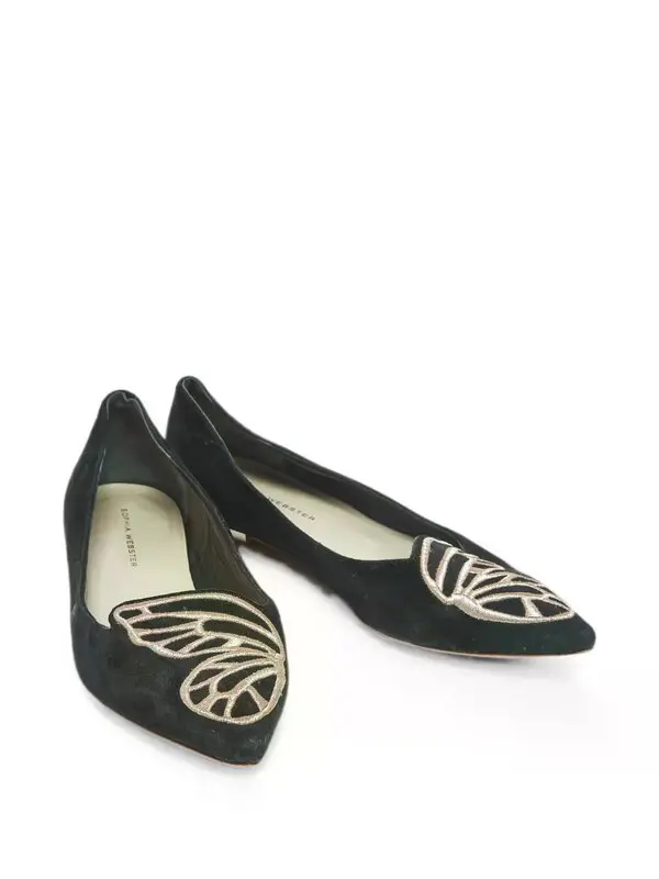 SOPHIA WEBSTER Bibi Butterfly Embroidered Suede Flat Pumps