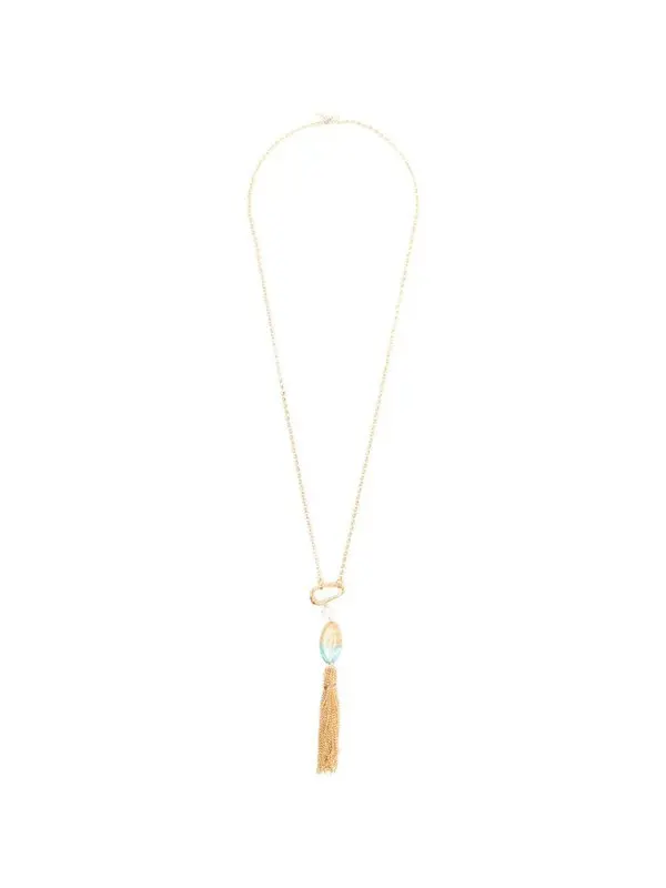 FORTE_FORTE Glass-bead Tassel Necklace - Gold