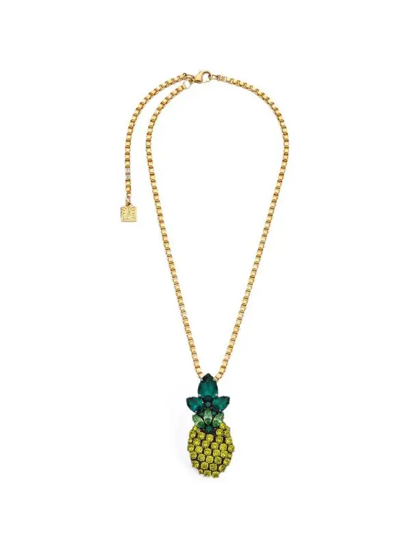 Stella Jean Crystal Embellished Pineapple Pendant Necklace - Gold