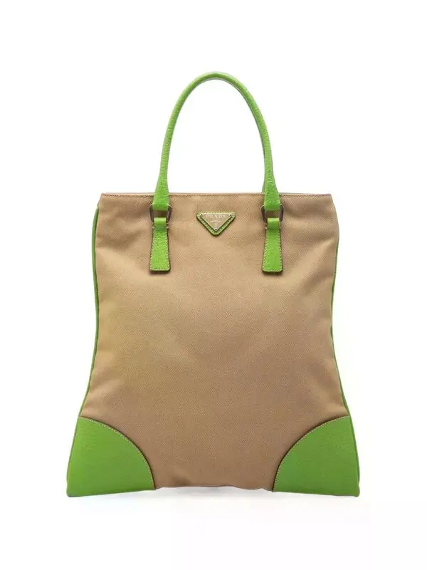 Prada 2000-2013 Cinghiale Trimmed Canvas Canapa Tote Bag