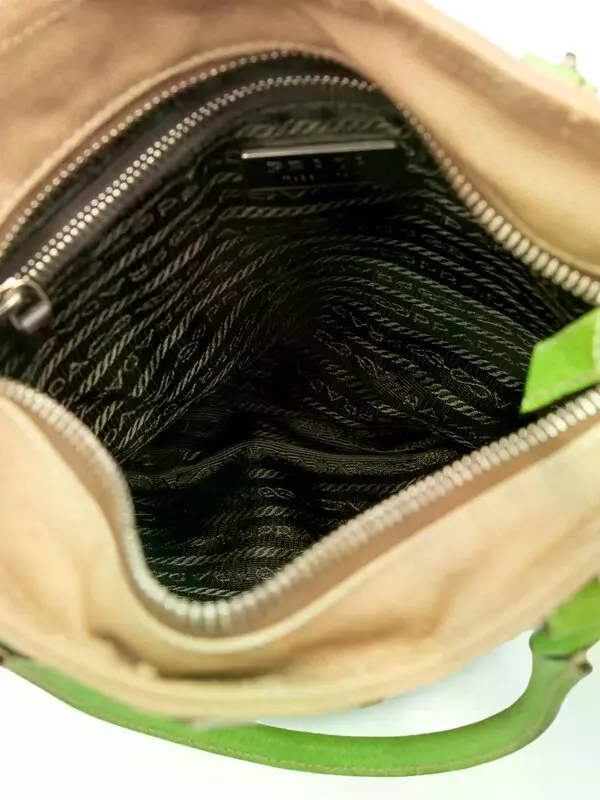 Prada Canapa Tote Bag With Leather Trim