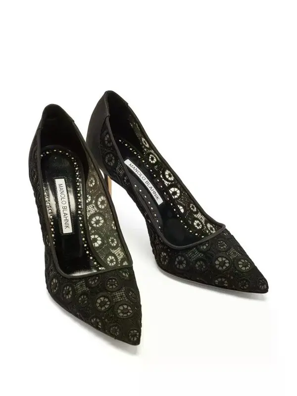 Manolo Blahnik Floral Lace Pointed Toe Stiletto Pumps