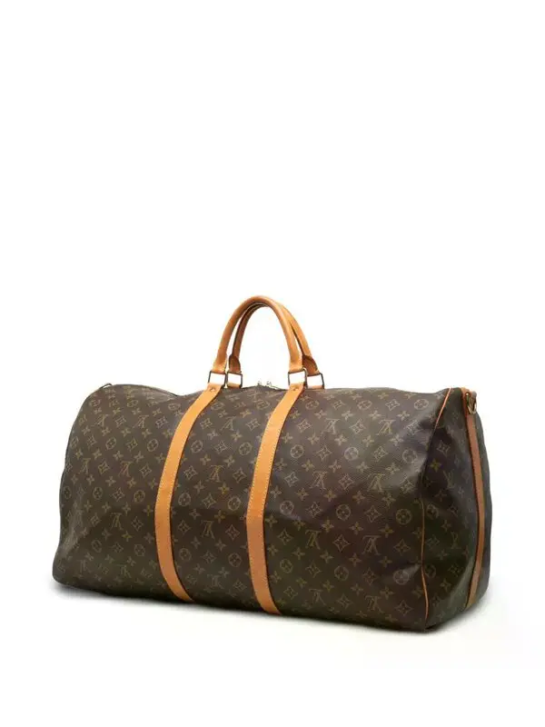 LOUIS VUITTON Monogram Keepall Bandouliere 60 Travel Bag - Brown