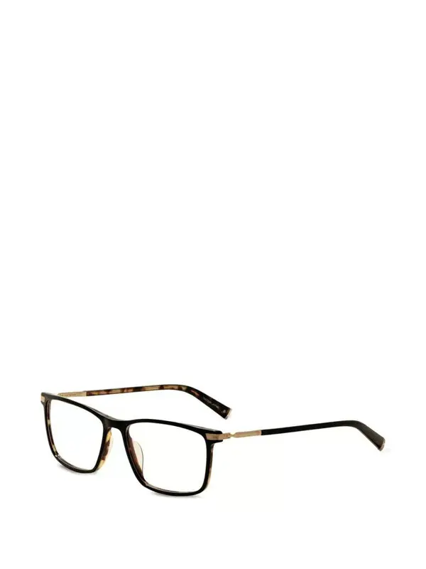 John Varvatos Tortoiseshell-effect Rectangle Eyeglasses - Black