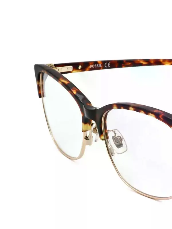 Fossil Tortoiseshell Browline-frame Glasses